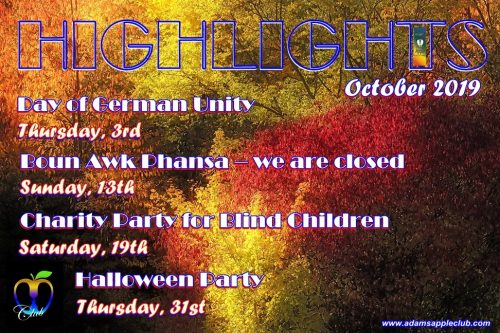 Our HIGHLIGHTS in October 2019 in Adams Apple Club